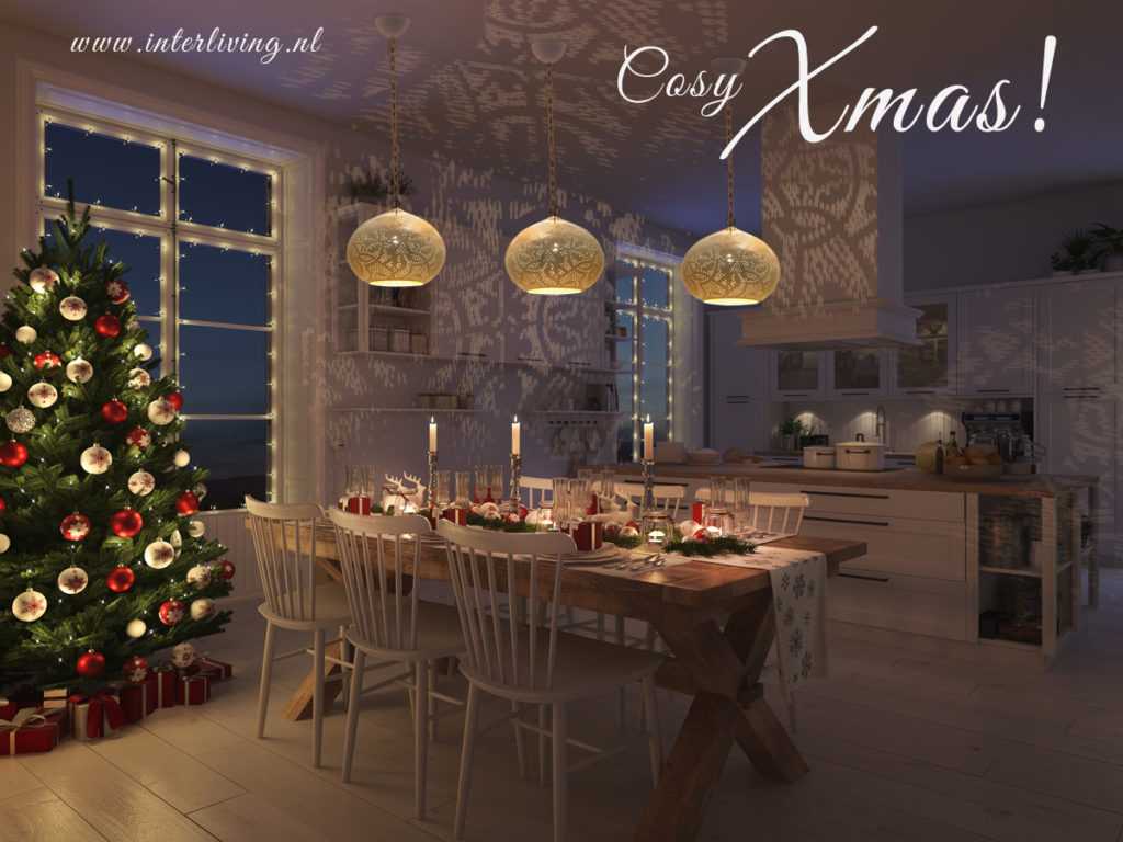 Cosy Xmas! - kerstkado - witte hanglamp met gouden binnenkant